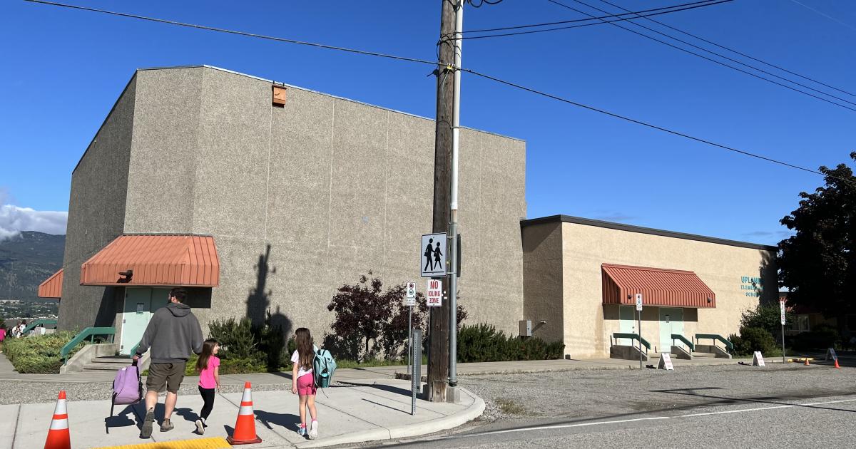 New sidewalks and crosswalks being installed outside Uplands Elementary ...